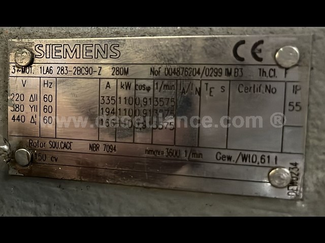 Lote - MOTOR DE INDUÇÃO TRIFÁSICO M/SIEMENS MOD. 1LA6, POT. 150CV ...