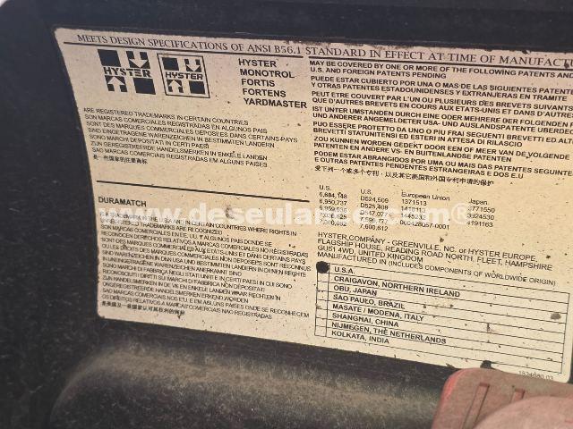 Lote - EMPILHADEIRA GLP M/HYSTER MOD. H90FT, CAPAC. 4,5 TON ...